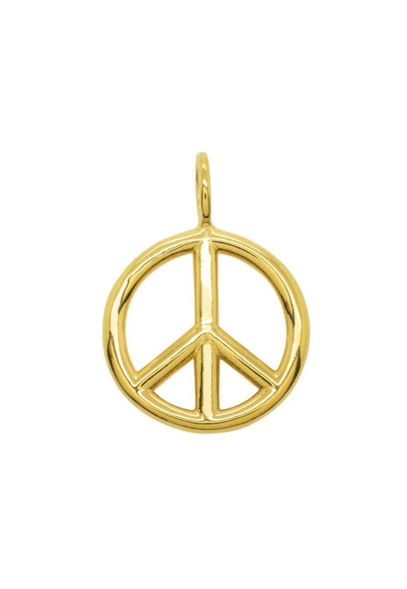 Peace Sign Medallion | Charm | Gold Plated | Large 4.0x2.8cm – Katie ...
